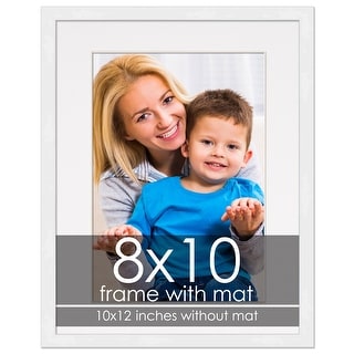 8x10 Frame with Mat - White 10x12 Frame Wood Made to Display Print or ...