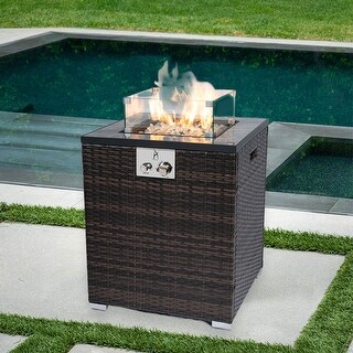 23.6"W Outdoor Fire Pit Column, Propane Fire Column for Decor, Garden ...