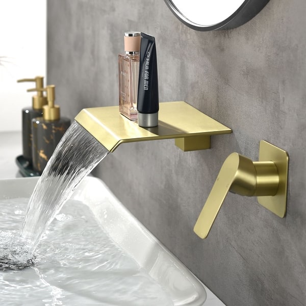 Wall Mounted Waterfall Bathroom Sink Faucet Waterfall Single Handle ...