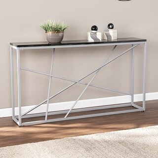 52" Faux Slate Top Console Table in Silver - 54 x 84 - Bed Bath ...