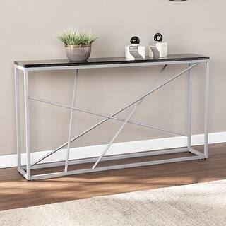 52" Faux Slate Top Console Table in Silver - 54 x 84 - Bed Bath ...