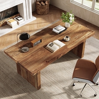 Solid Wood Executive Office Desk, 63" Large Computer Desk Workstation ...