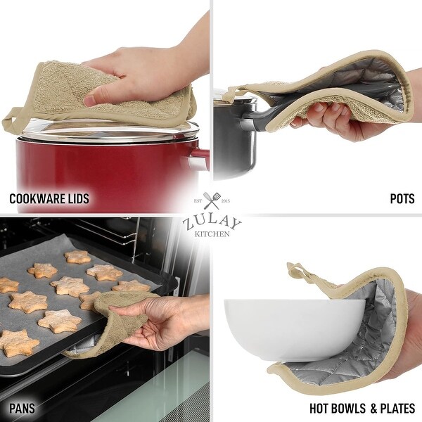 Zulay Kitchen 3-Pack Pot Holders for Kitchen Heat Resistant Cotton ...