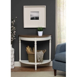 French Country Half-Round Entryway Table with Shelf, Driftwood/White ...