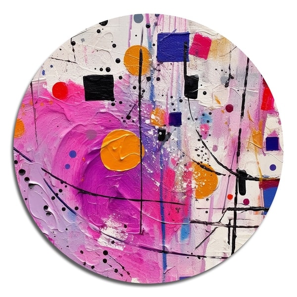 Designart "Pink Cubism Unleashed" Cubism Metal Circle Art Print - Bed ...