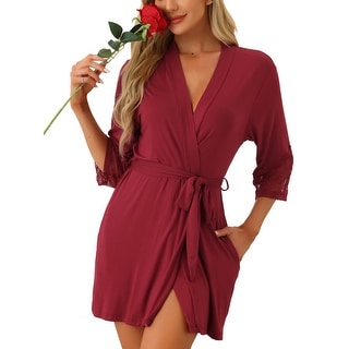 Womens Cotton Robe Lightweight Short Bathrobe Thin Sleepwear Soft ...