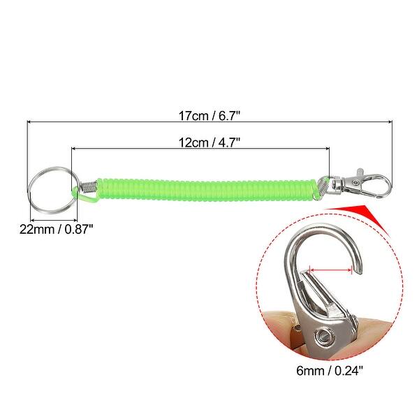 6.7" Spiral Retractable Spring Coil Keychain, 2 Pack Key Ring - 17cm ...