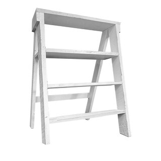 Ladder Shelf White Pinewood Ladder Bookshelf 27" Tall Standing Ladder ...