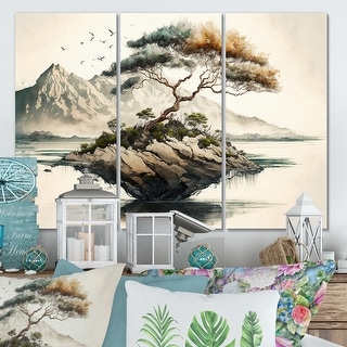 Designart "Bonsai By The Water I" Tree Bonsai Canvas Art Print - 3 ...