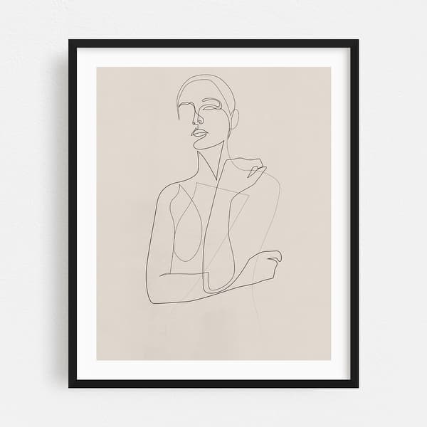 shy silhouette pastel Line Drawings Feminine Minimal Art Print/Poster ...