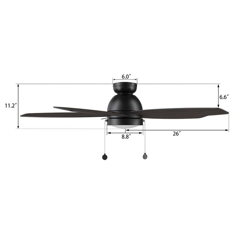 Cerus 52-inch Indoor Ceiling Fan with Pull Chain,Dimmable LED Light Kit & Reversible DC motors ...