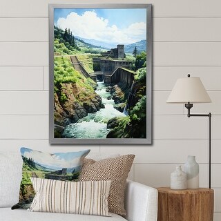 Designart "Dam Impressive Heights Pointillism II" Dams Framed Wall Art ...
