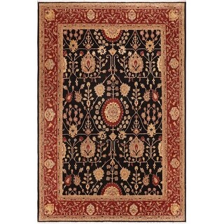 Shabby Chic Ziegler Krista Black Red Hand-knotted Wool Rug - 10 ft. 1 ...