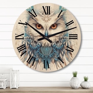 Designart "Portrait Of Mythical White And Turquoise Owl IV" Animals Owl ...