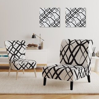 Designart 'Monochrome Geometric Pattern III' Upholstered Mid-Century ...