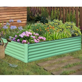 6x3x1.5ft Galvanized Raised Garden Bed, Outdoor Planter Garden Boxes ...