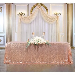 90"x156" Rectangle Sequin Table Cloth Rose Gold Wedding Table Linens ...