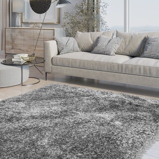 RugBerry Light Gray Shag Area Rug Shaggy Fluffy Soft Thick Pile - Bed ...