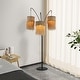 Amber 3-Light 72" Rattan Raffia Arc Floor Lamp in Matte Black ...
