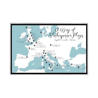 iCanvas "Map Of Shakespeare's Plays" by Bibliotography Framed - Bed ...