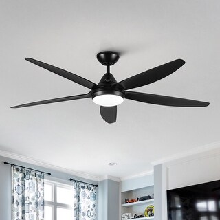 56-Inch Ceiling Fan with Integrated LED Lighting and ABS Blades - Bed ...