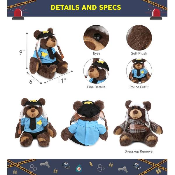 DolliBu Brown Bear Police Officer Plush Toy with Cop Uniform and Cap ...