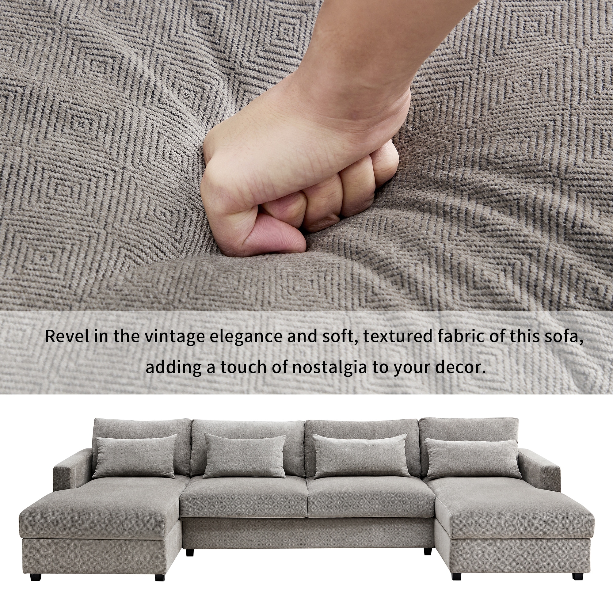 L shape Sectional Velvet Fabric Sofa,with Convertible Chaise Lounge ...