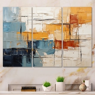 Designart "Prairie Bliss" Abstract Collages Canvas Art Print Set - Bed ...