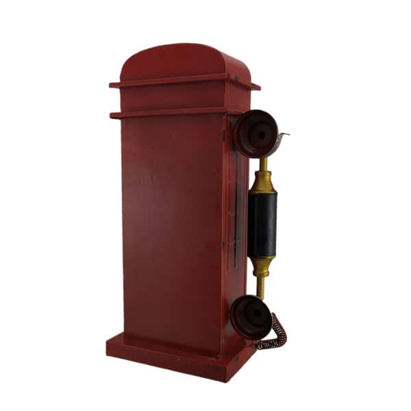 Antique Red Rotary Phone Booth Clock Key Cabinet - 16.5 X 9.25 X 6.75 ...