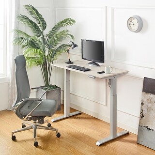 Wood and Metal Electric Height Adjustable Motion Desk in Light Gray ...