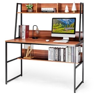 Computer Desk with Hutch & Bookshelf, Home Office Space-Saving Desk ...