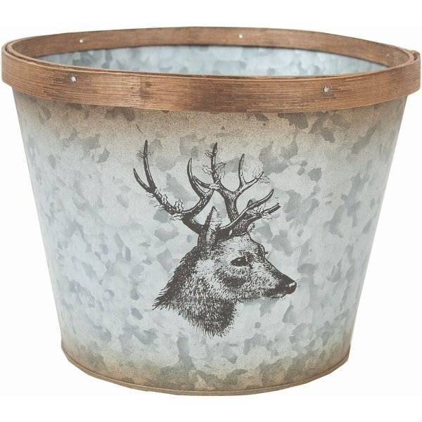 Metal With Deer Head Decal And Bamboo Rim Bucket - Bed Bath & Beyond ...