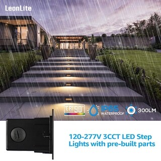 4-Pack Dimmable LED Step Lights 120-277V, 2700K/3000K/4000K Selectable ...