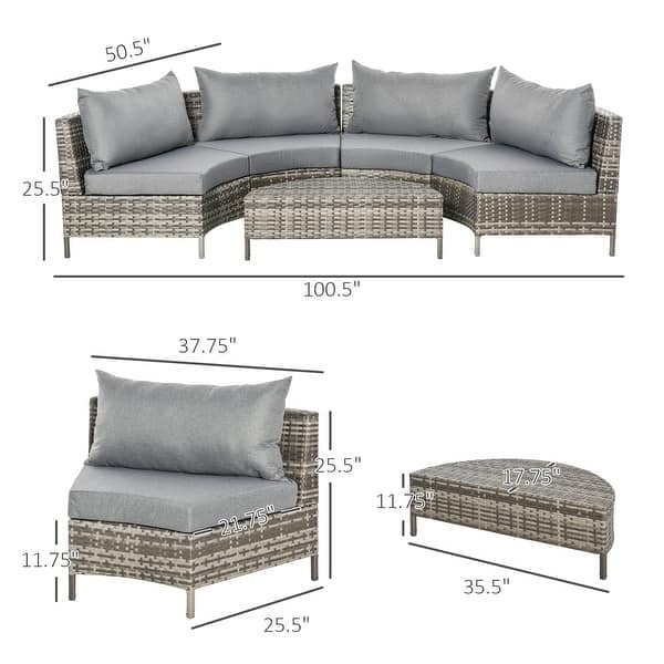 Outsunny 5-piece Grey Half-moon Shaped Patio Furniture Set - Bed Bath ...
