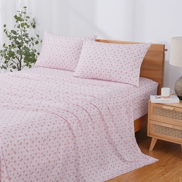 pink floral pattern bed sheets