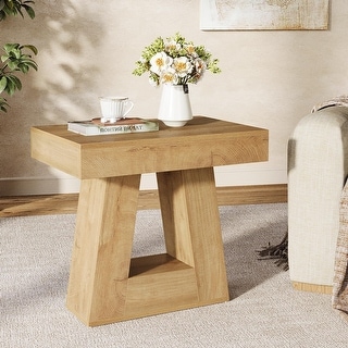 Farmhouse Side Table Small End Table with Trapezoid Base for Living ...