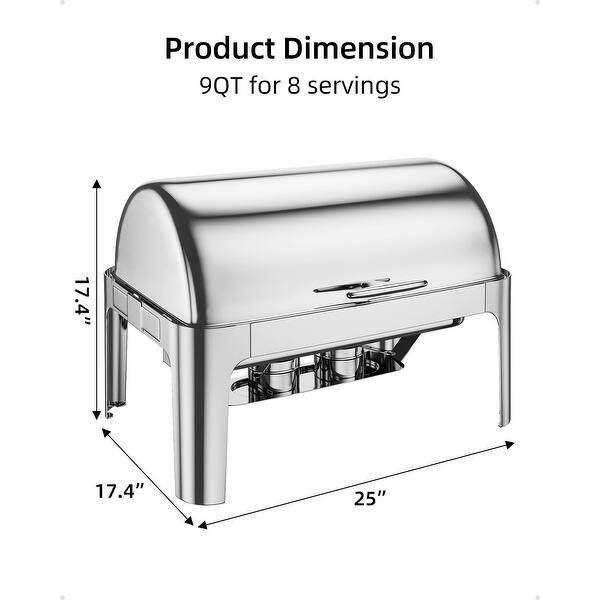 9QT 2 Half Pan + 1 Full Pan Rectangular Chafing Dishes for Buffet - Bed ...
