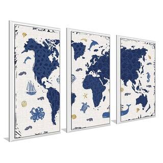 "Primitive Sea II" Print on Floating Canvas Set of 3 - Bed Bath ...