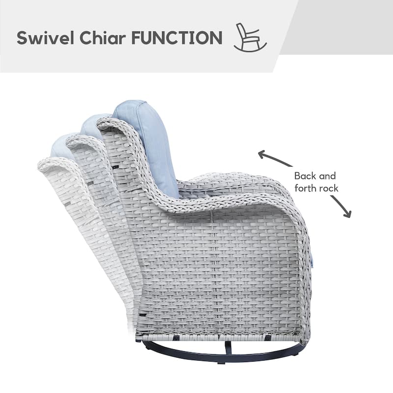 Gymojoy Outdoor Wicker Rocking Lounge Chairs with Swivel Base (Set of 2 ...