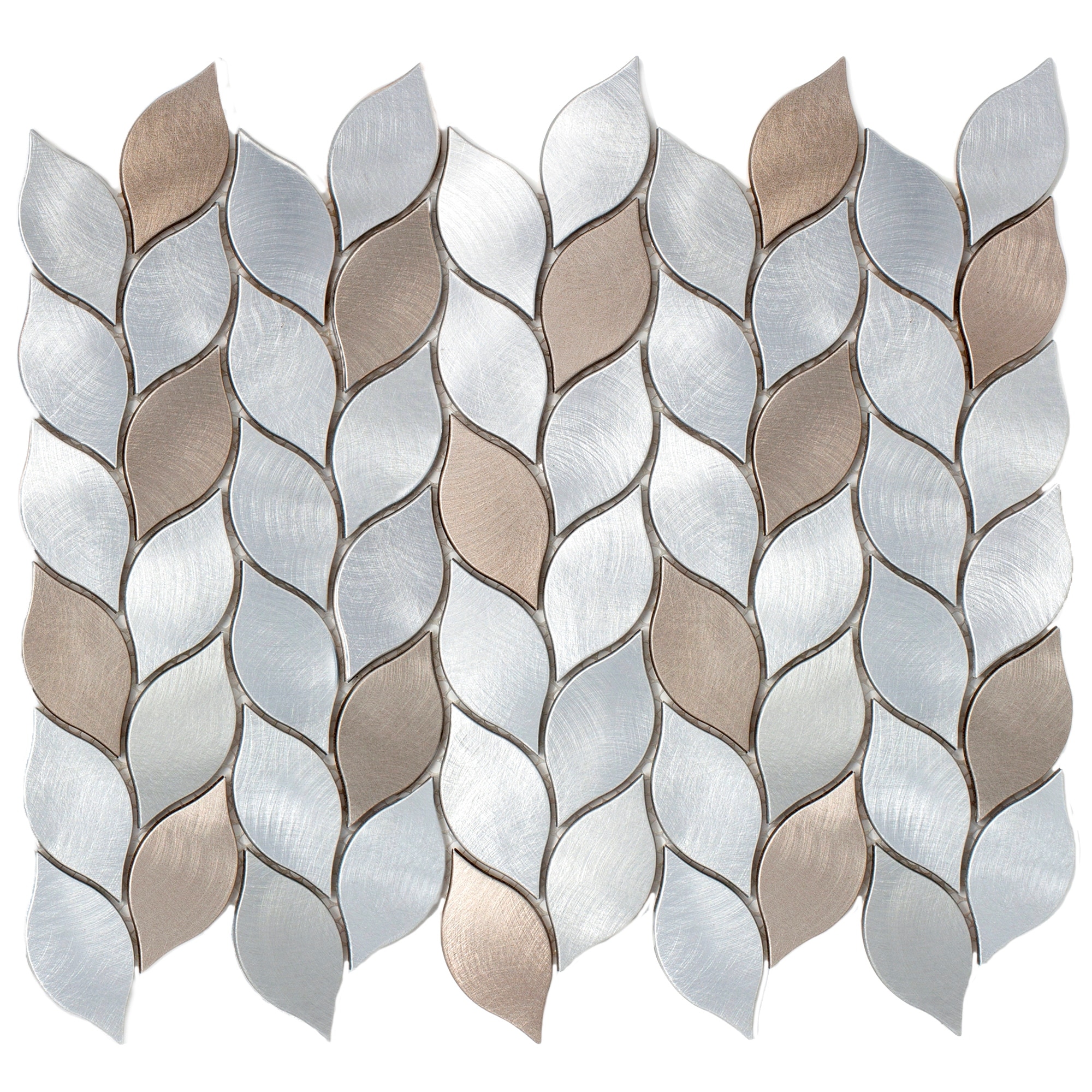 Leaf Shaped Ceramic Tiles TileGen. Leaf Shape 1.25" X 2.75" Aluminum