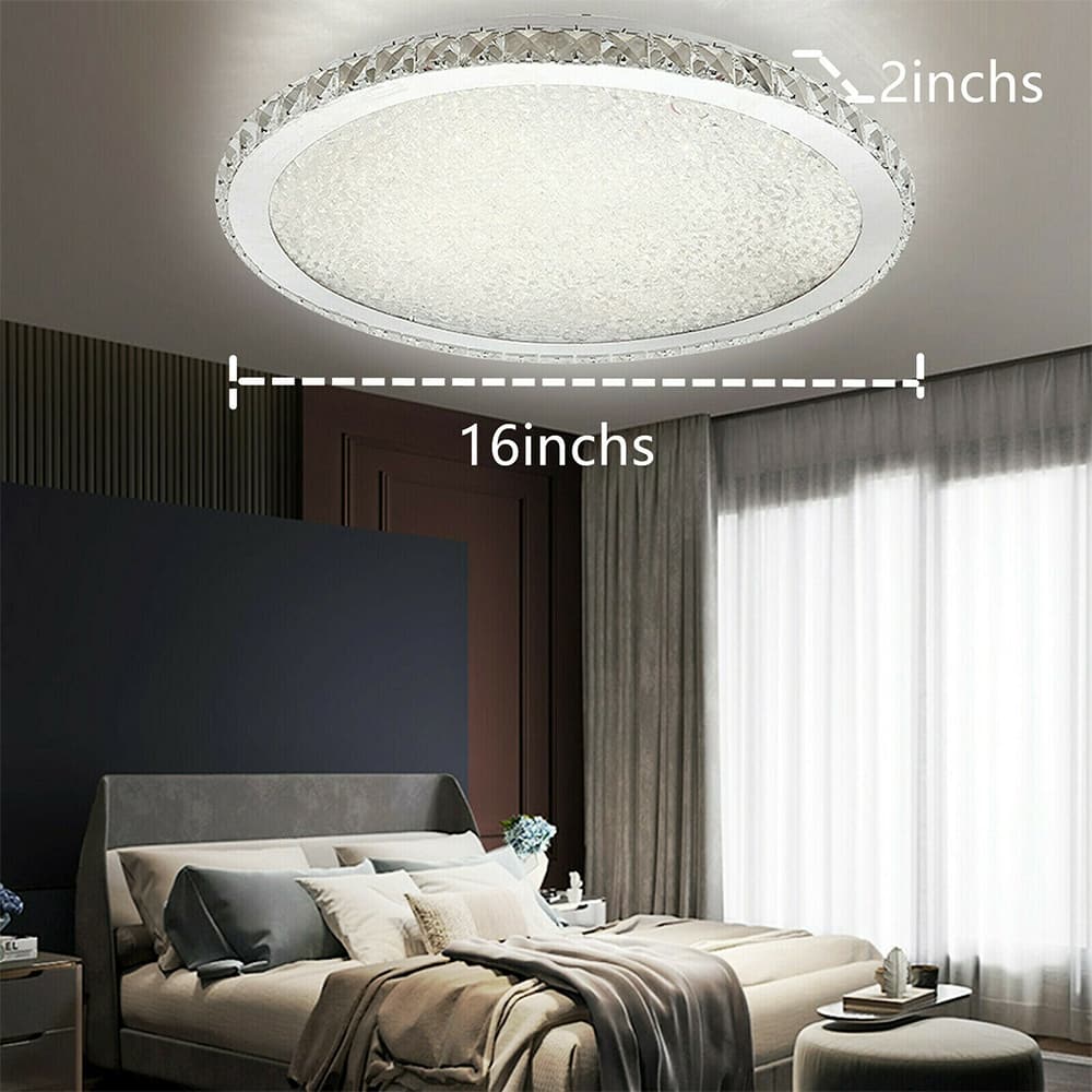 Modern Crystal LED Ceiling Light Fixture Pendant Lamp Mount Chandelier - 16" x 2" - Bed Bath ...