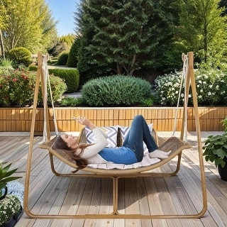 Oversized Double Hammock Swing Chair with Stand Cushion,570 lbs ...