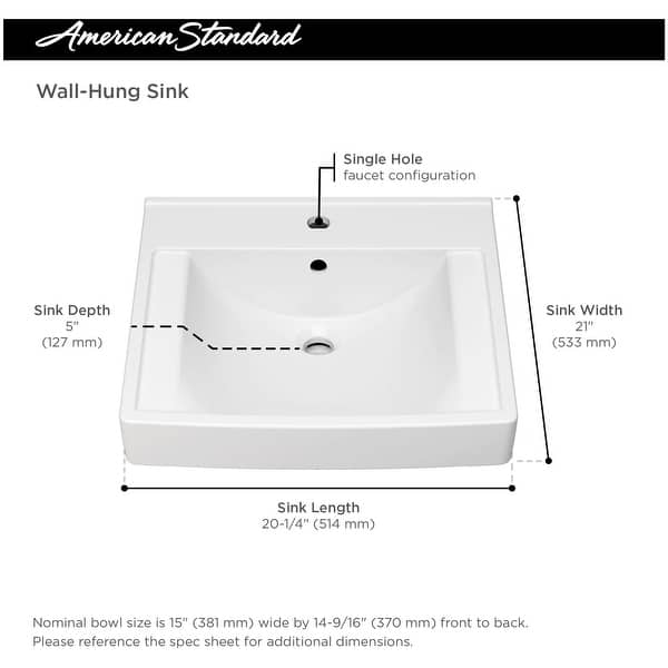American Standard Decorum 21" Wall Mounted Bathroom Sink with - Bed ...