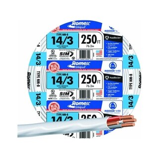 Southwire 63946855 Romex Non-Metallic Sheathed Cable w/Ground, 14/3 ...
