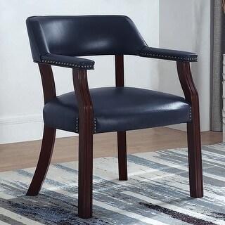 Classic Blue Office Guest Reception Chair with Nailhead Trim - Bed Bath ...