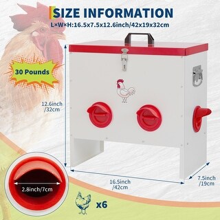 Automatic Chicken Feeder No Waste, 6 Ports 30 Pounds Poultry Feeder Box ...