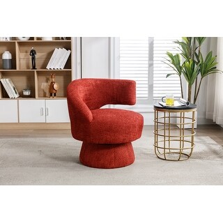 Round Arm Chair with Wide Upholstered Swivel Cuddle Barrel Accent Chair ...