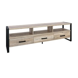 Anny 71 Inch TV Media Entertainment Center, 3 Drawers, Black, Rustic ...