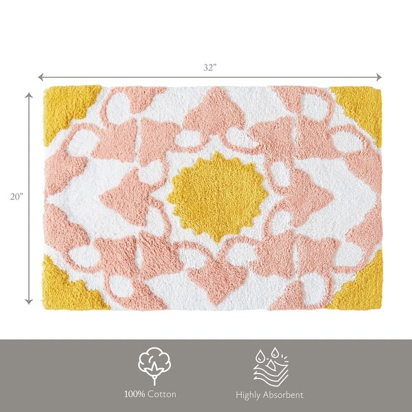 Jessica Simpson Cotton Bath Rug 20"x32", "Lorena" Pink/Yellow - Bed ...