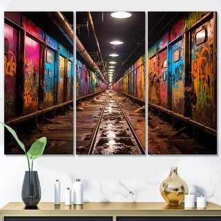 Designart "Colorful Tunnel Graffiti Oasis Bold" Tunnels Wall Art Living ...